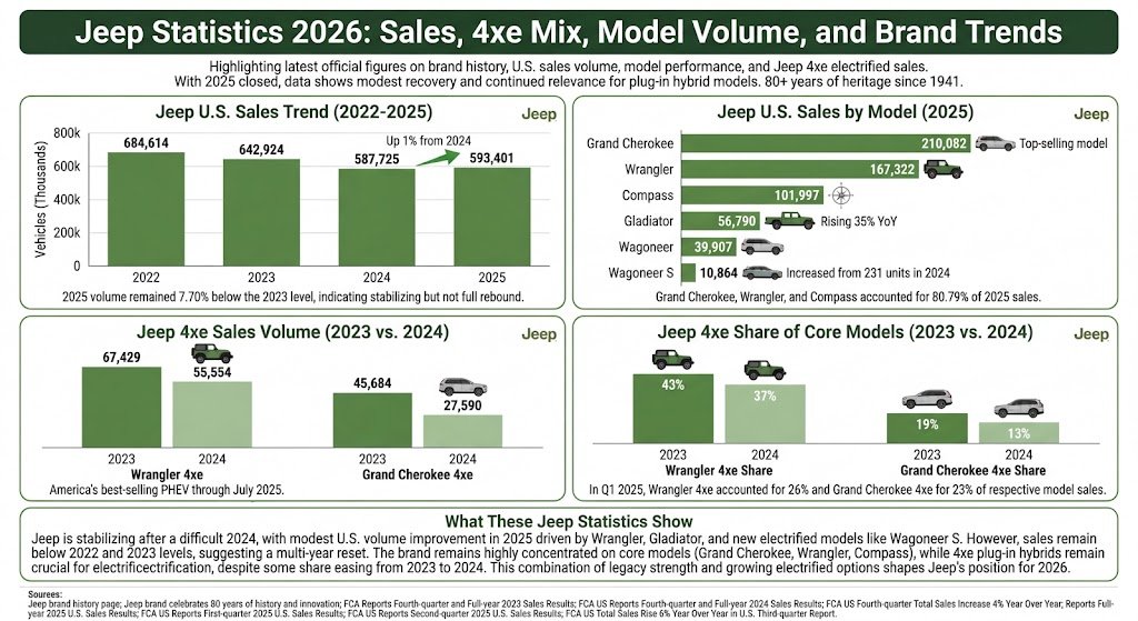 Jeep Statistics 2026: Sales, 4xe Mix, Model Volume, and Brand Trends