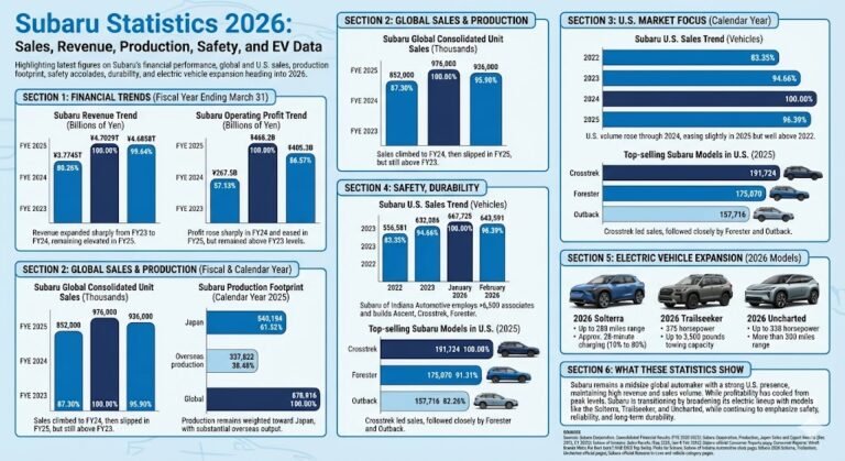 Subaru Statistics 2026: Sales, Revenue, Production, Safety, and EV Data